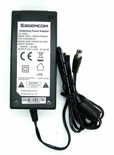 BLOC D'ALIMENTATION ORIGINAL sagemcom power adapter msp-z3800ic12.0-48w ...