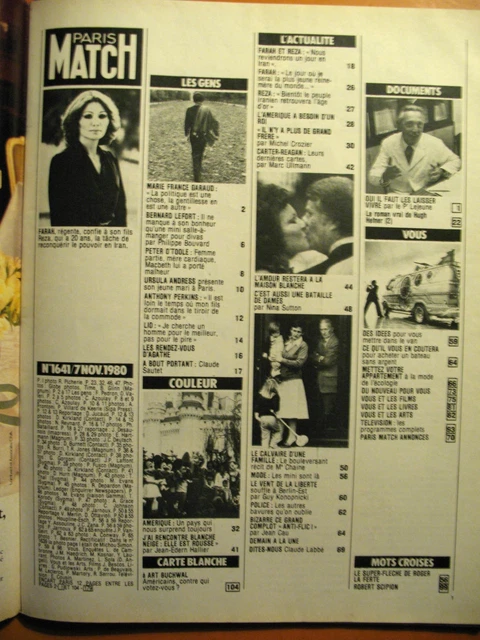 PARIS MATCH N° 1641 du 07/11/1980- Farah et Reza. Election U.S. Me ...