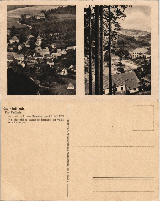 BAD GOTTLEUBA-BERGGIESSHÜBEL STADT vor und nach Unwetter 8. Juli 1927 ...