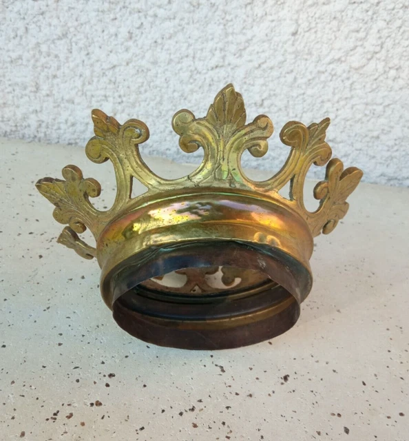 ANCIENNE COURONNE EN bronze pour statue de Sainte Vierge XIXe EUR 30,00 ...