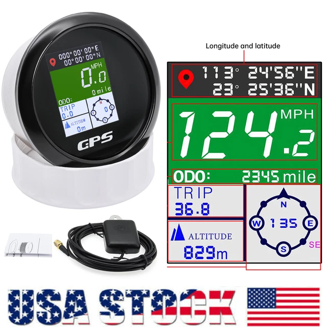 85MM DIGITAL GPS Speedometer Odometer Voltmeter Speed Gauge 12V For Car ...