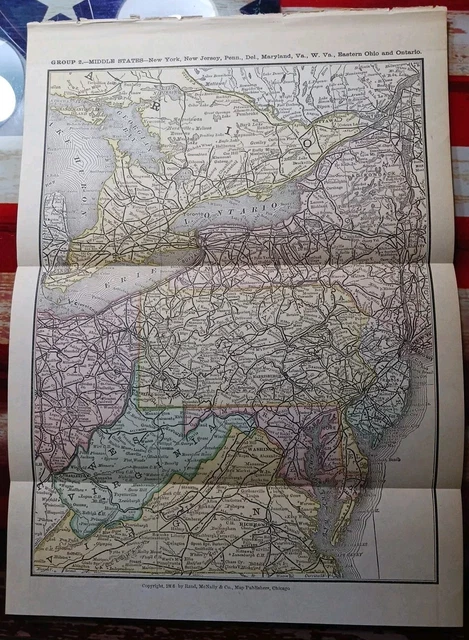 DATED 1886 TRAIN Route Map New York Virginia Pennsylvania Railroad ...