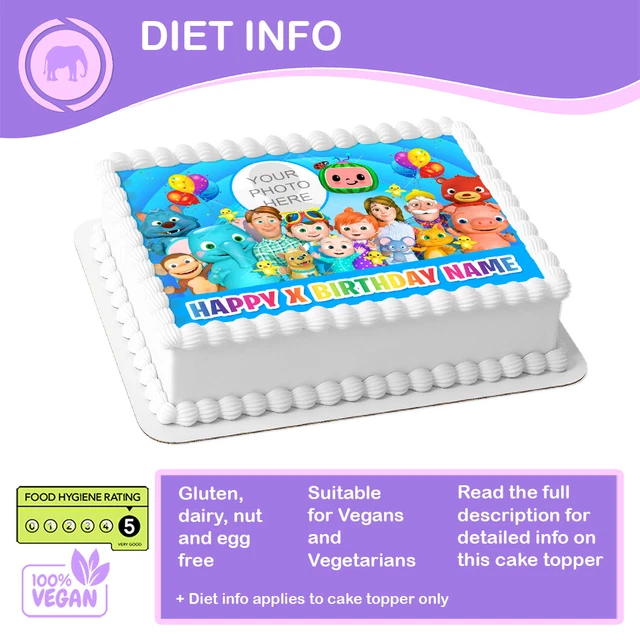 COCOMELON CARTOON CAKE Topper Rectangle Edible Personalised sizes inc ...