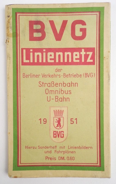 BVG LINIENNETZ DER Berliner Verkehrs Betriebe 1951 EUR 19,80 - PicClick DE