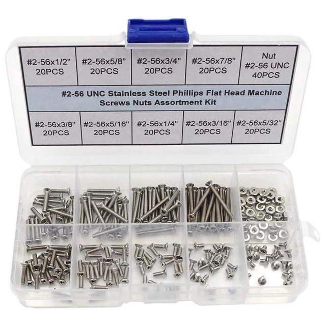 220PCS #2-56 PHILLIPS Flat Head Scews 9 Sizes UNC Screws Precision ...