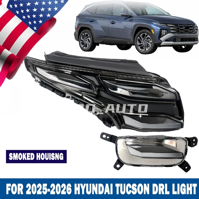 FOR 2025-2026 HYUNDAI Tucson Smoked LED Headlight Daytime Running Light ...