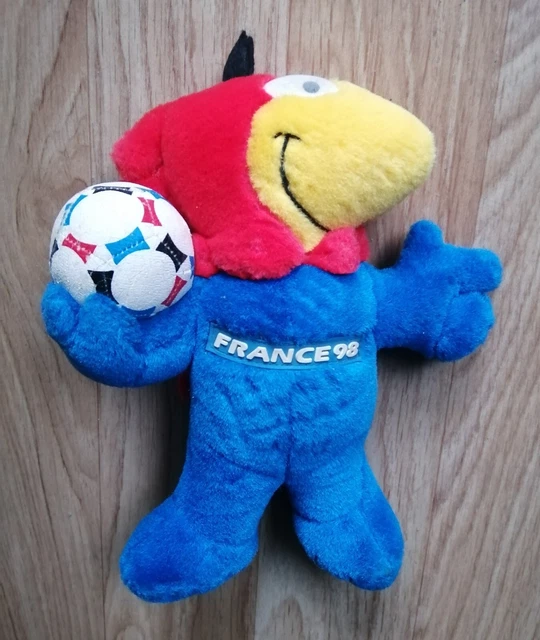 PELUCHE FOOTIX MASCOTTE Coupe du Monde de Football 1998. Hauteur 25 cm ...