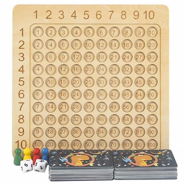 TIMES TABLE MULTIPLICATION Board Game Wooden Educational Toy Maths ...