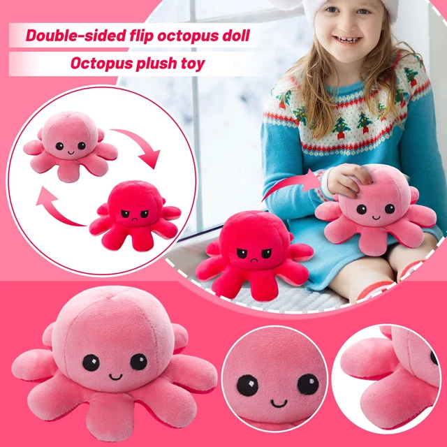 20CM TWO-SIDED OCTOPUS Plush Toys Cuddly Reversible Plushie Kids ...