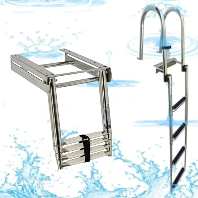 4 STUFEN KLAPPBOOT Leiter Poolleitern Edelstahl Teleskop Klapp Badeleiter EUR 169,90 - PicClick DE