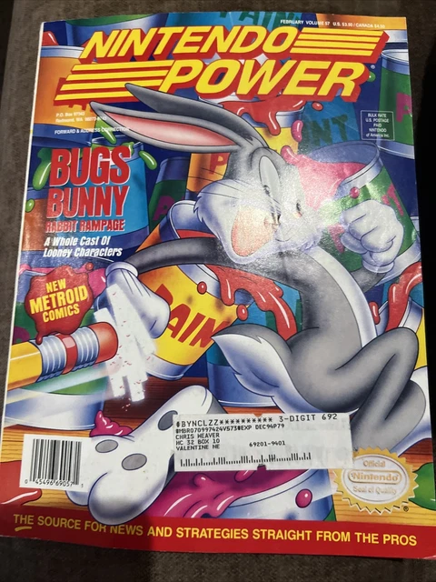NINTENDO POWER VOL 57 Bugs Bunny Rabbit Rampage Magazine w/ Metroid ...