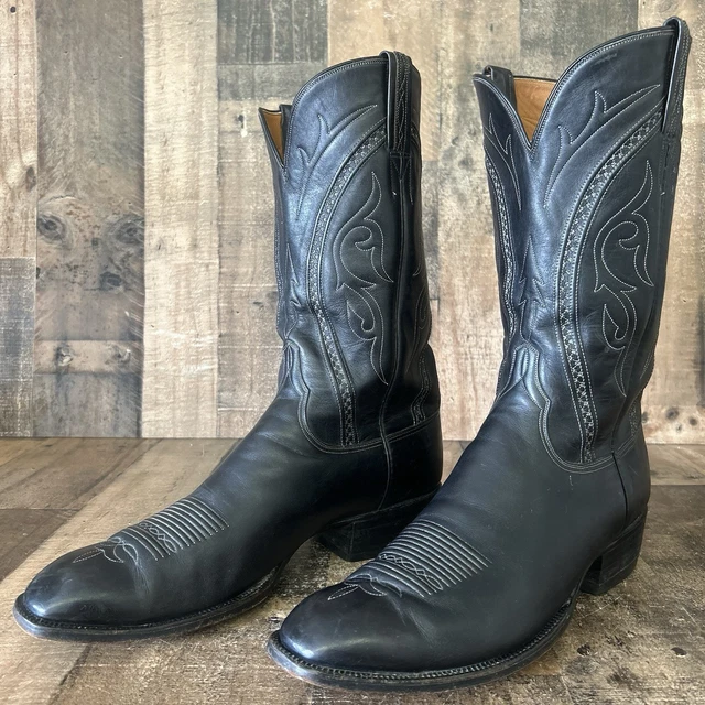 LUCCHESE SAN ANTONIO L0388 Vintage Black Western Cowboy Boots Mens 13 D ...
