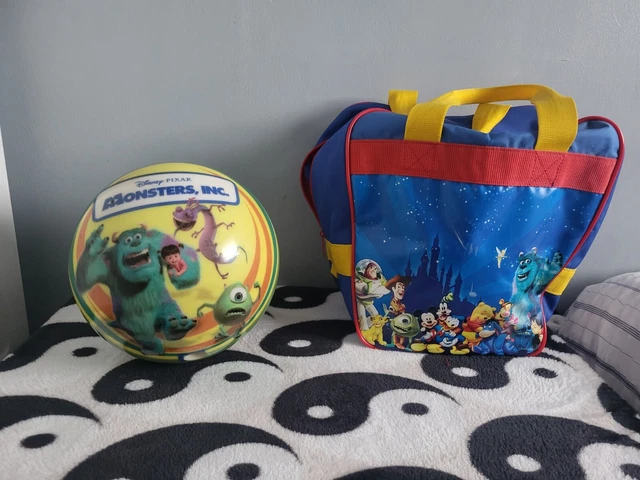 DISNEY MONSTERS INC. Bowling Ball & Bag Pixar Brunswick 9lb Wazowski ...