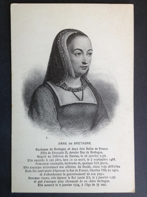 CPA GRAVURE REINE QUEEN of FRANCE Portrait de la Duchesse Anne de ...