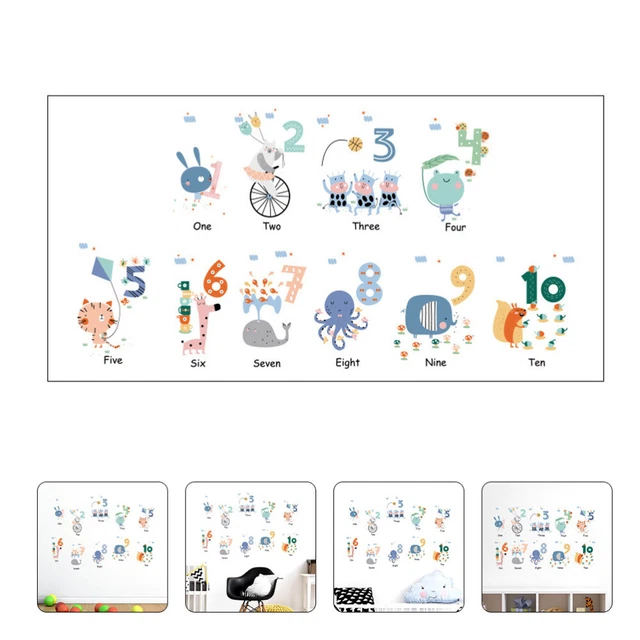 ANIMAL NUMBER STICKERS Decorative Wall Numbers Letter Removable £6.98 ...