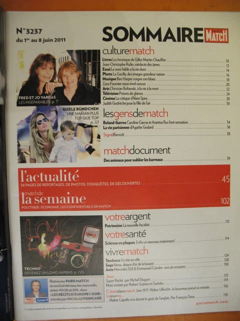 PARIS MATCH N° 3237 du 01/06/2011-Carla Bruni. DSK, le paria de ...