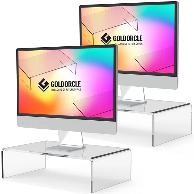 2 PACK ACRYLIC Monitor Stand Riser Clear Computer Monitor Stand for ...