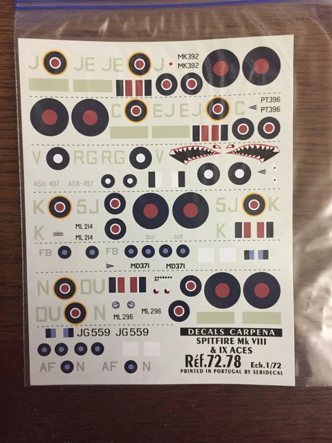 CARPENA DECALS 1/72 Supermarine Spitfire Mk Viii & Mk Ix Aces EUR 5,00 ...