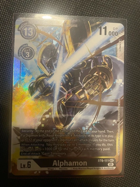 BT6-111 ALPHAMON SECRET Rare Mint Digimon Card Black Mega TCG SEC Holo ...