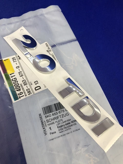 LOGO BADGE EMBLÈME VW Golf Tiguan EOS Caddy 2.0 TDI 5K0853675Q739 ...