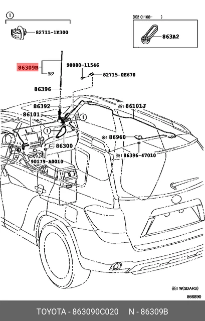 GENUINE OE ANTENNA rod, 863090C020 for TOYOTA 86309-0C020 £34.46 ...