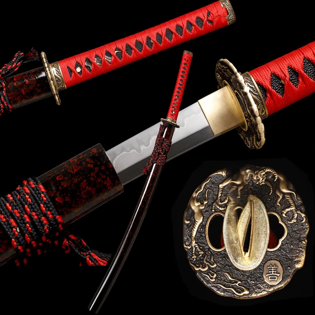 JAPANESE HANDMADE SAMURAI Katana Sword Choji Hamon Clay Tempered T10 ...