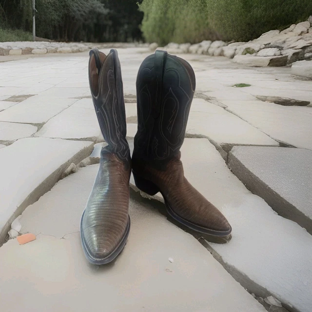 MEN'S COWTOWN GREEN genuine lizard COWBOY BOOTS 9 £73.59 - PicClick UK