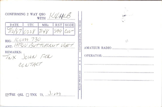 VTG HAM RADIO Cq Qsl Qso Postcard Kb4Vox Lexington Kentucky Usa 1987 $11.28 - PicClick CA