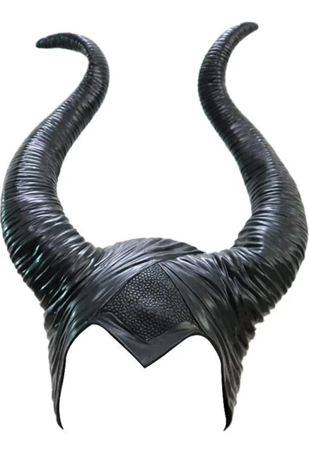 MALEFICENT HORNS HEAD Mask Costume Halloween Hat w/ Foam Horns Cosplay ...