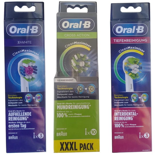 ORAL B AUFSTECKBÜRSTEN Cross Action Tiefenreinigung Ersatzbürsten 3D White Clean EUR 29,95 ...