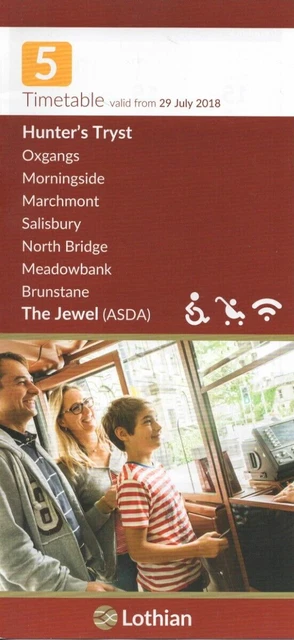 LOTHIAN BUSES BUS Timetable - 5 - Hunter's Tryst-Edinburgh-The Jewel - July 2018 £4.00 - PicClick UK