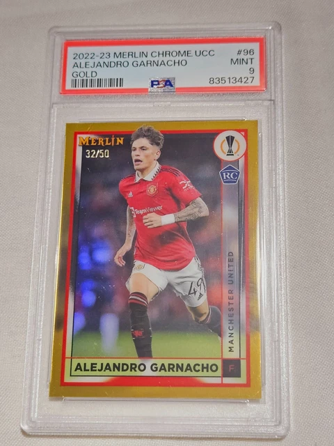 2022-23 MERLIN CHROME Alejandro Garnacho #96 Gold /50 PSA 9 Man United ...