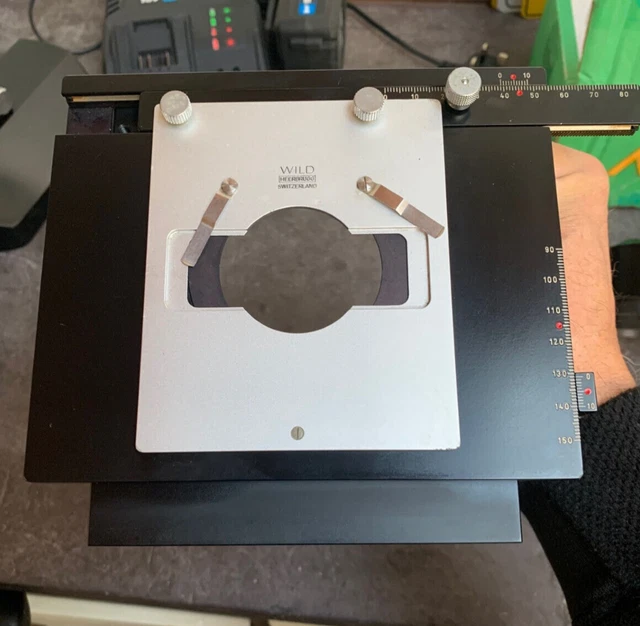 WILD HEERBRUGG M40 Inverted Microscope Mechanical Stage with Drop-down ...