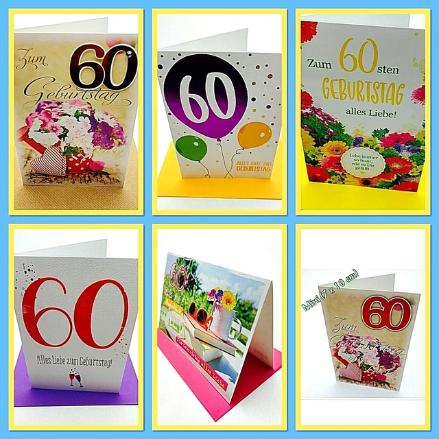 KARTE ZUM 60 Geburtstag sechzig Jahre Geburtstagskarte Glückwunschkarte ...