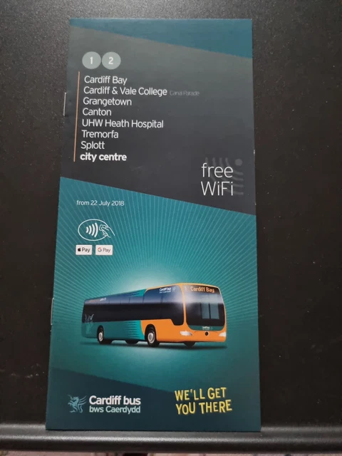 CARDIFF BUS TIMETABLE, 22 July 2018, Numbers 1 & 2 £1.00 - PicClick UK