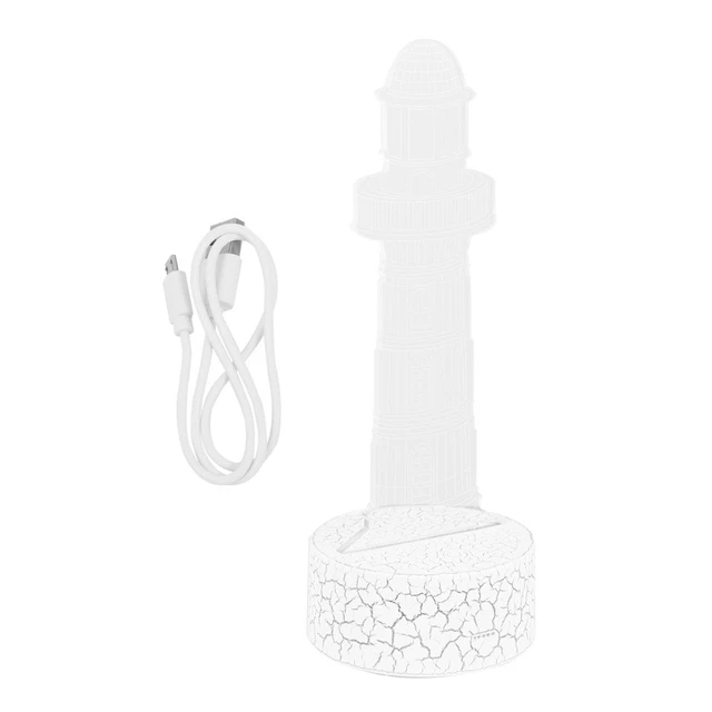 3D NIGHT LIGHT Colour Changing Hologram Lamp Lighthouse Mini White £10. ...