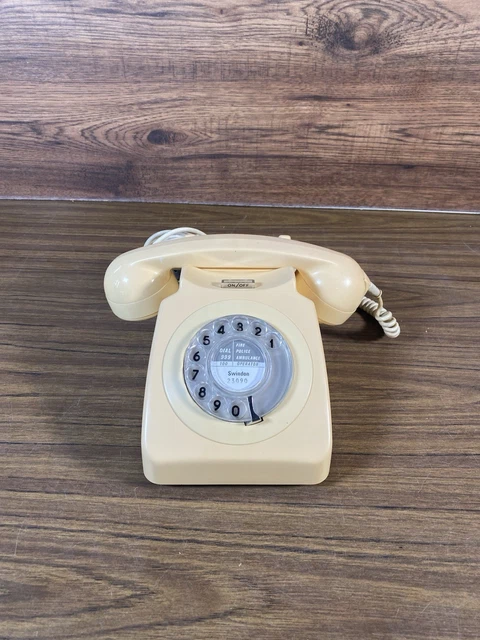 VINTAGE 1970S GPO 746F Cream Rotary Dial Table Telephone In CREAM White ...