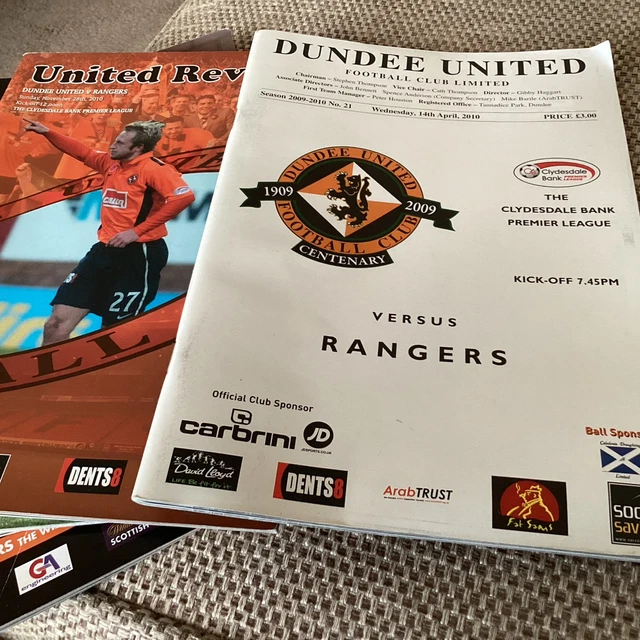 DUNDEE UNITED V Rangers away programmes x 5 (2010-15) £2.27 - PicClick UK