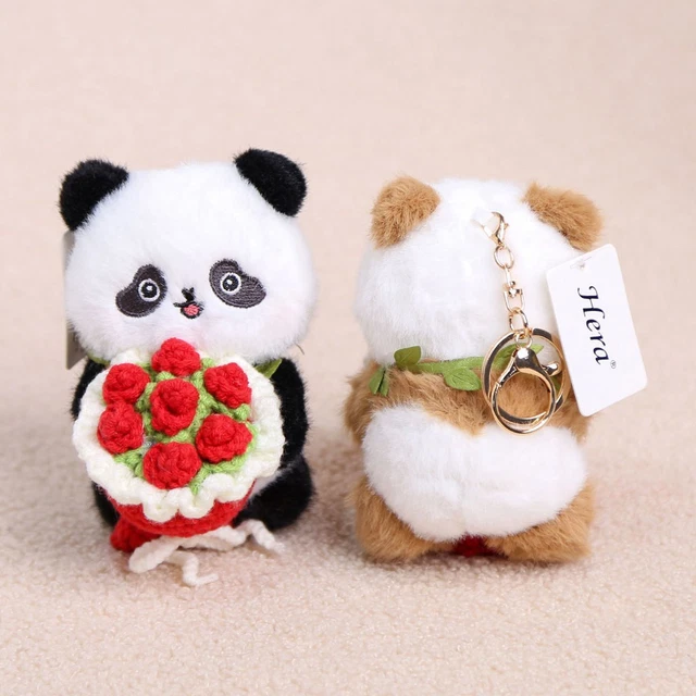 PANDA FLOWERS PLUSH Keychain With Pp Cotton Filling For Girls And Women ...
