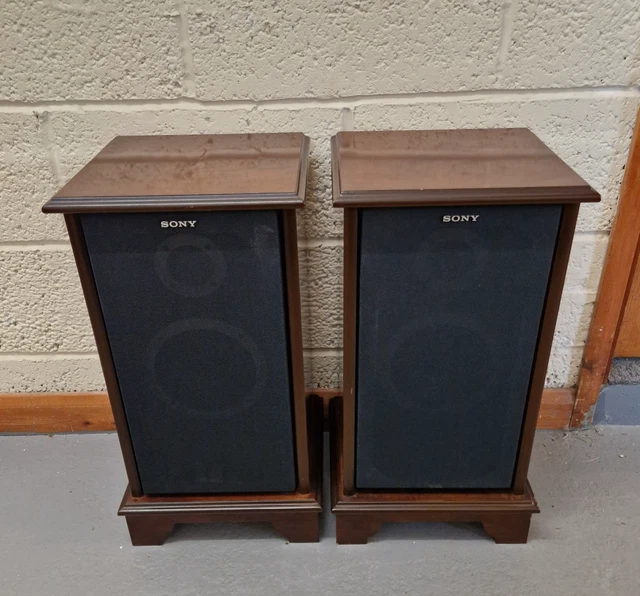 SONY SS-E34 VINTAGE 1984 Stereo Speakers 30W/50W Speakers with Cabinet ...