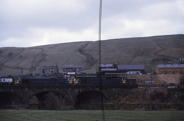 ORIGINAL SLIDE . BR Class 50 Diesel Locos D403 + D423 . LMR at Tebay ...