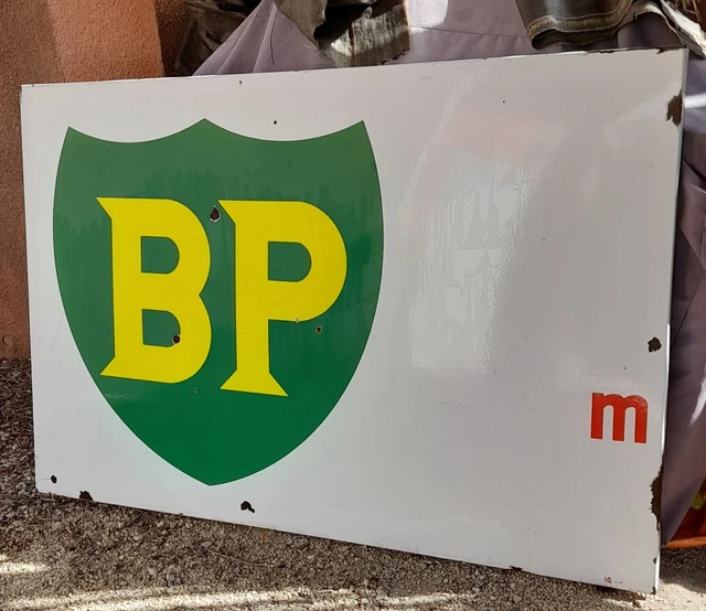 PLAQUE ÉMAILLÉE ANCIENNE De Pompe A Essence BP VINTAGE 145X95 CM EUR 350,00 - PicClick FR