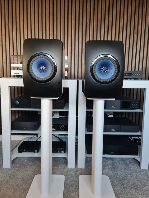 KEF LS50 WIRELESS Gloss Black/Blue Mint. Cables & original box Superb ...