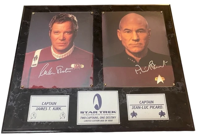 STAR TREK KIRK & Picard 866/1000 Autographed Plaque 16×10 £476.60 ...
