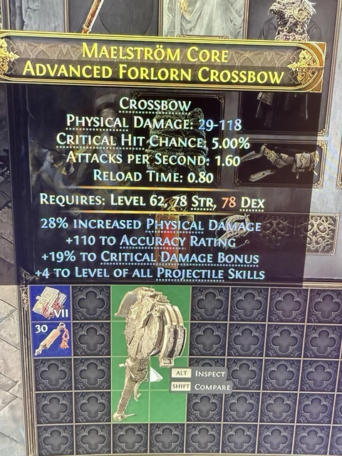 PATH OF EXILE 2 Poe2 Crossbow 4 Project Skill 28 Physical Dmg 110 AR ...