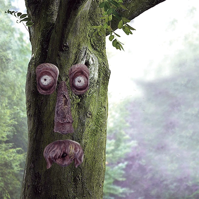 PEEKER YARD ART Tree Faces Decor Old Man Bark Ghost Face Tree Hugger ...