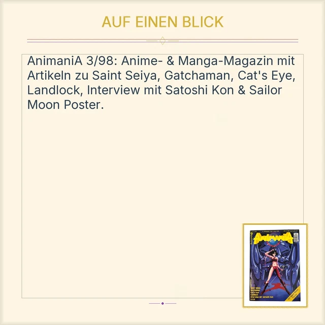 ANIMANIA 3/98 MAGAZIN Anime Manga Saint Seiya Gatchaman Sailor Moon ...