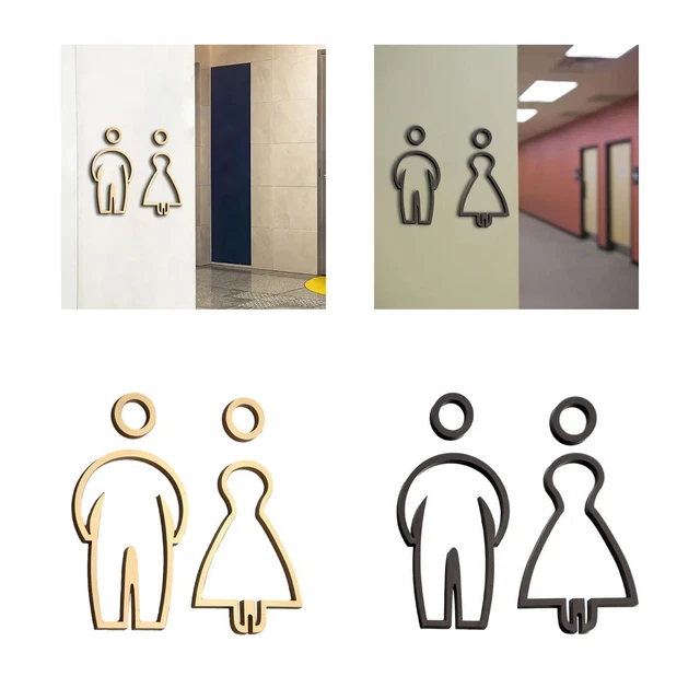 3D TOILET SIGN Restroom Identification Sign Plaque Stickers Acrylic ...