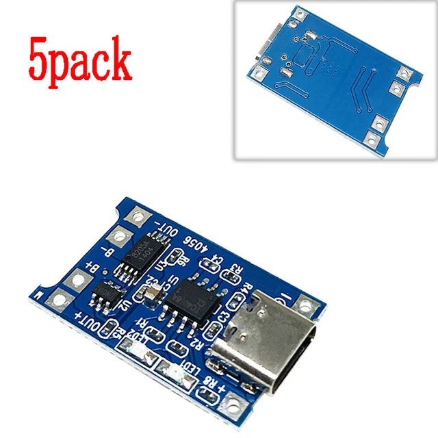 LITHIUM BATTERY CHARGER Module 5V 1A USB Type C 18650 TP4056 Charging ...