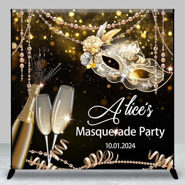 MASK BLACK GOLD Custom Masquerade Party Backdrop $36.09 - PicClick AU